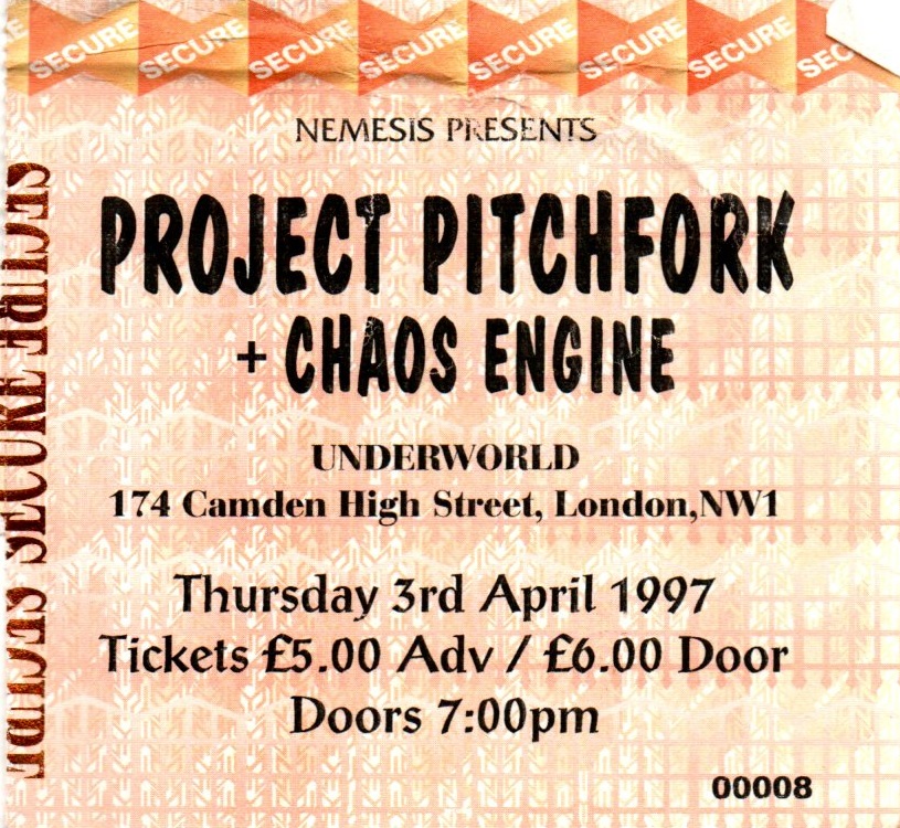 GIG 324: Project Pitchfork / Chaos Engine – The Underworld, 3rd April 1997 | Voices From The Pulpit