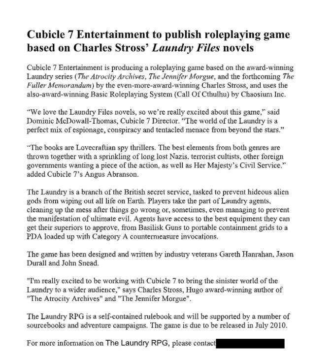 Origin Stories : The Laundry RPG | Voices From The Pulpit